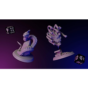Citadel Black Colossal Onslaught Miniatures Set - 4 Pack - Large 50mm Base, D&D BBEG Unpainted Minis, Includes Dragon, Lich, Beholder, Basilisk