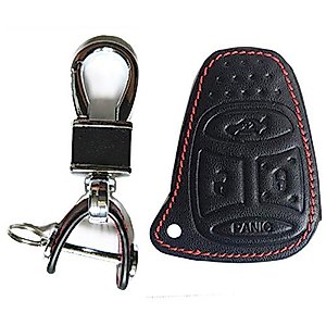 KAWIHEN Leather Key Fob Cover Fit for Chrysler 200 300 Aspen Pacifica PT Cruiser Sebring Dodge Avenger Charger Durango Magnum Jeep GC Commander Grand Cherokee Liberty OHT692713AA
