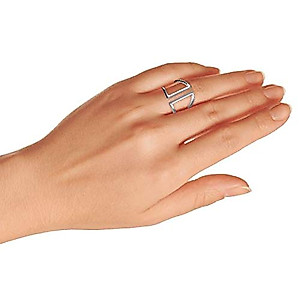 Modern Trendy Fashion Geometric Double Wide Vertical Bar Ring .925 Sterling Silver Ring For Teen Women Adjustable