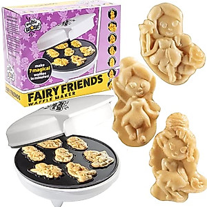 Fairy Mini Waffle Maker- Creates 7 Different Fairy Shaped Waffles in Minutes- A Fun and Cool Magical Breakfast for Kids & Adults - Electric Non-Stick Waffler Iron, Fairies Princess Gift for Girls