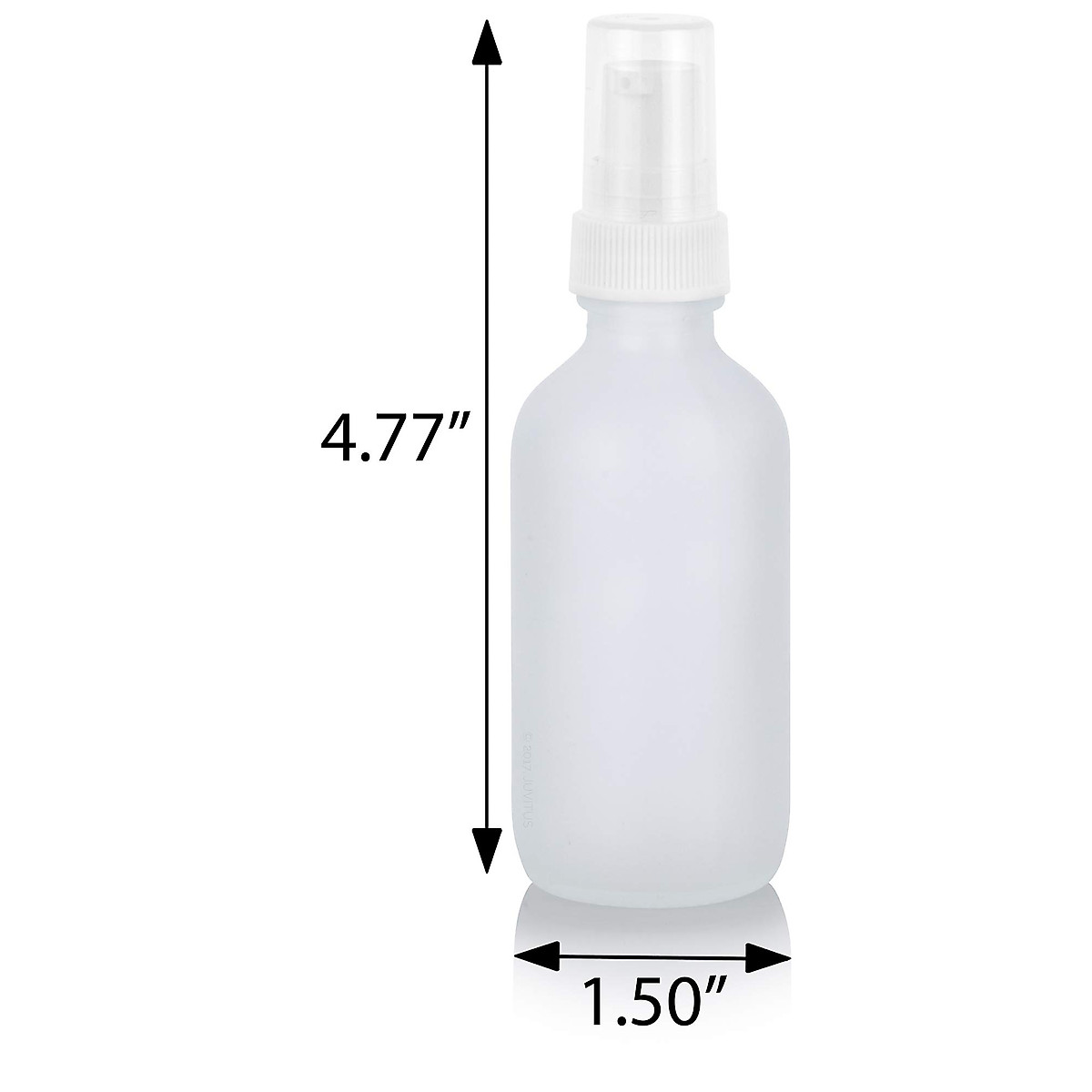 JUVITUS 2 oz Frosted Clear Glass Boston Round White Treatment Pump Bottle + Funnel (24 pack)