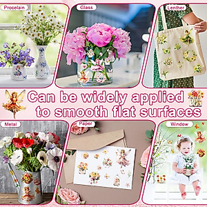 gisgfim 12 Sheets Rub on Transfers for Crafts and Furniture Fairy Rub on Transfers Stickers Fairy Flower Rub on Decals Decor for Spring Home Office Paper Wood DIY Craft, 5.9 x 5.9 Inch