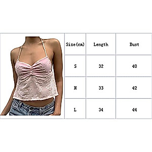 Women Y2K Cami Tank Top Spaghetti Strap V Neck Camisoles Summer Cute Sleeveless Crop Top Streetwear(E-Green Floral cami,S)