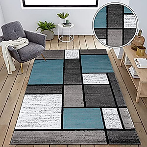 Contemporary Modern Boxes Area Rug 7' 10" X 10' 2" Blue/Gray