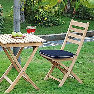 DYTXIII Outdoor Chair Cushion with Ties Set of 2, Round Corner Waterproof Patio Seat Cushion 17"x 16" for Outdoor Furniture, Textured Navy