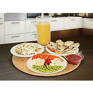 Innovative Living 12" Bamboo Lazy Susan Turntable Cupboard Organizer, Multi Functional Spice Rack for Kitchen Storage, Revolving Condiment Holder, Non-Slip Storage