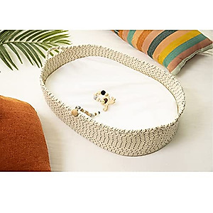 J&JOO Baby Changing Basket - Raised Side Foam Pad with Wipeable Waterproof Pad Cover, Built-in Security Strap, Handmade, Moses Basket Changing Table Topper Changing Pad