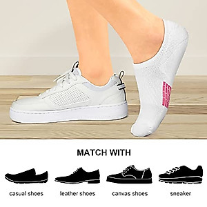 PAPLUS No Show Socks Womens 6 Pairs, Non Slip Cushioned Low Ankle Socks with Arch Support