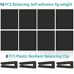 Ceiling Fan Balancing Kit 24PCS Fan Balance Kit Upgraded 16PCS Strong Glue Ultra Thin 5g Ceiling Fan Balancing Weights Kits,8 PCS Plastic Reusable Resilient Fan Balancing Clips Weights Balance Kit
