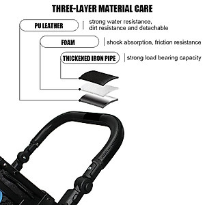 Stroller Accessories, Angle Baby Stroller Bumper Bars for Rhombic Tube for Quadrate Tube for Rectangle Tube(Universal (Leather) armrest)