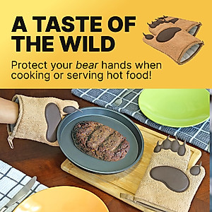 Fairly Odd Novelties FON-10278 Bear Oven Mitts Set Funny and Cute Kitchen Mittens/Potholders for Baking Christmas or Everyday Cooking Gloves, One Size Brown