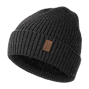 Wmcaps Warm Beanie Hats for Men Women, Fleece Lined Beanie Warm Winter Caps Unisex Fashion Knit Cuffed Cap (Slate Gray)