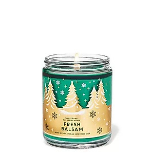Bath & Body Works, White Barn 1-Wick Candle w/Essential Oils - 7 oz - 2021 Christmas & Winter Scents! (Fresh Balsam)