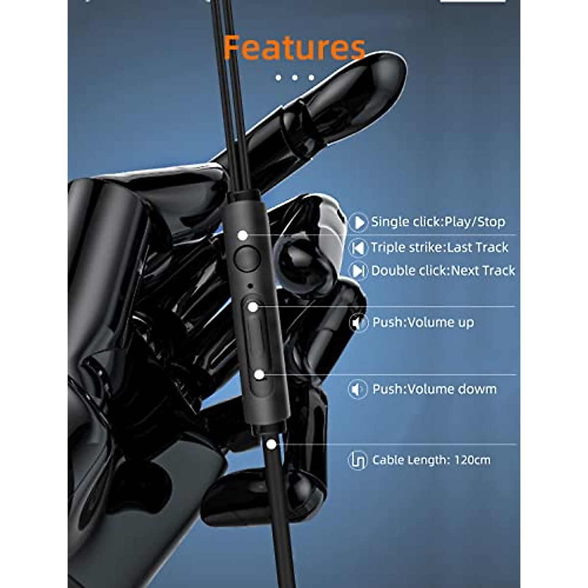 MAS CARNEY TI3 Wired USB Type C Headphones, USB C Earbuds, in-Ear Earphones with Microphone for Samsung S20, Huawei P30 P40, Oppo, Honor, Google Pixel and Other Smartphones with Type-C Interface