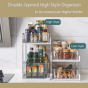 ILIKUHOME Under Sink Organizers and Storage, 2-Tier Clear Organizer with Sliding Drawers, Muti-purpose Pull Out Organizers for Bathroom, Kitchen, Pantry, Makeup, Office, High Style