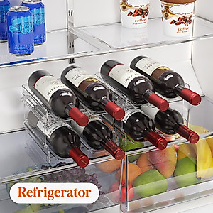 Lifewit Plastic Stackable Wine Rack for Refrigerator, Cabinet, Countertop,Wine Bottle Holder, Water Bottle Organizer for Fridge, Pantry, Hold 12 Bottles