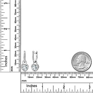 Gem Stone King 925 Sterling Silver Heart Gemstone Birthstone and White Created Sapphire Earrings | Heart Shape 6MM | Drop Dangle Earrings for Women