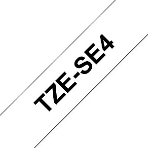 Brother TZe-SE4 Labelling Tape Cassette, Black on White, 18mm (W) x 8M (L), Security, Brother Genuine Supplies