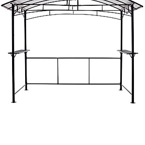 8x5ft Grill Gazebo,Outdoor Patio Canopy, BBQ Gazebo Shelter with Steel Hardtop and Side Shelves,Iron Grill Gazebo Canopy w/Bar Counters for Family Parties Outdoor Activities,UV Protection,Waterproof