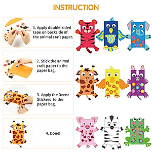 WATINC 9Pack Hand Puppet Art Craft Paper Sock Puppets DIY Making Your Own Puppet Kits Party Favors Wiggle Googly Eyes Storytelling Party Supplies Imaginative Play Birthday Party for Boys Girls