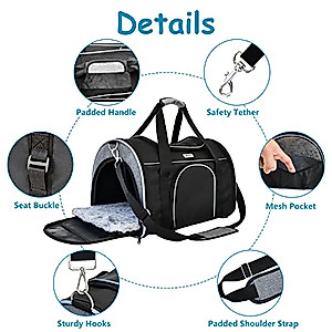 Cat Carrier Airline Approved, NAVREX Pet Travel Carrier with Fleece Pad and ID Tag, Pet Carrier for Medium Cats Under 25, Cat Soft Sided Dog Carrier Top Loading with Breathable Mesh, Gift for Pets