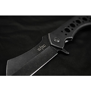S-TEC 12-inch Rugged Chef Field Tactical Folding Cleaver (Stonewashed)