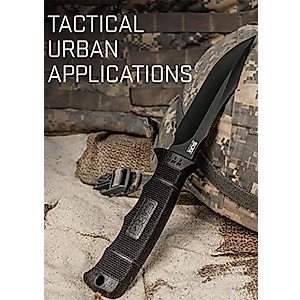 SOG Fixed Blade Knives with Sheath - SEAL Pup Elite Survival Knife, Hunting Knife w/ 4.85 Inch AUS-8 Bowie Knife Blade for a Tactical Knife (E37SN-CP)