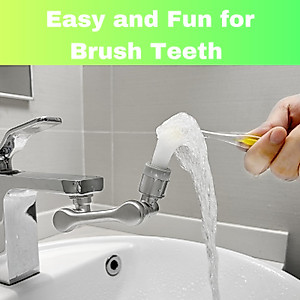 1080°Free Rotating Faucet Extender, Universal Swivel Robotic Arm Swivel Extension Faucet Aerator with 2 Water Outlet Modes,Brass Faucet Attachment for Kitchen Bathroom Sink(Brushed Nickel)