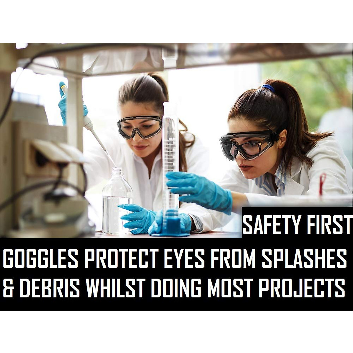 Protective Equip Safety Goggles Over Glasses - Lab Safety Goggles For Eye Protection - Scratch Resistant Clear Safety Goggles Anti Fog-for Men & Women(large)