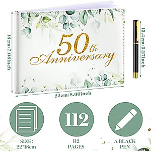 Patelai Wedding Anniversary Guest Book Anniversary Decorations Wedding Guest Book Sign Alternative 50th Anniversary Party Favors Guest Book with Pen, 112 Pages(50th Anniversary)