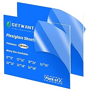GetWant 24x36 Plexiglass Sheets - 1/8 inch Thick - 2 Pack 24x36 Clear Acrylic Sheets - 3mm Thick Lucite Acrylic Board - Idea for Frames,Windows,Displays,Signage,Crafts - Custom Cut to Size Plexiglass