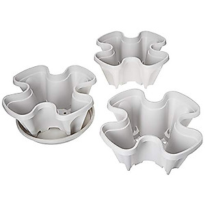 3 Tier Stackable Garden - Indoor / Outdoor Vertical Planter Set - Self Watering Tiers From Top Down - Grow Fresh Herbs In The Kitchen or Patio - Smart Planting Pots - Used for Strawberries Herbs Peppers Flowers and Succulents (Stone)