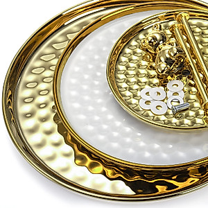 Tosnail Set of 2 Porcelain Cupcake Stand, Ceramic Dessert Stand Tiered Serving Trays, 3 Tiers and 2 Tiers Cake Stand Party Serving Trays, Fruit Pastry Holders for Wedding and Party - Gold Bear Rod