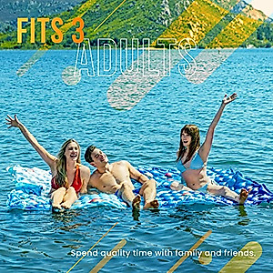 Sunlite Sports Giant Water Floating Raft Inflatable, Lily Pad Water Mat Island for Lake, Beach, Pool, Great for Family, Heavy Duty Water Bed and Floating Island Mat