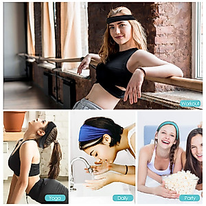 Headbands for Women, Kuaima Workout Yoga Headband Non Slip Stretchy Cotton Headband Sweat Head Bands for Sports Running Fitness(4Pcs)