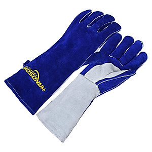 662℉ Welding Gloves HANDSOME PROTECTION 16 Inches, Heat/Fire Resistant Mitts Animal handling Glove Extra Long Sleeve for Oven/Grill/Fireplace/Furnace/Stove/Pot Holder/Tig Welder/Mig/BBQ (Blue)