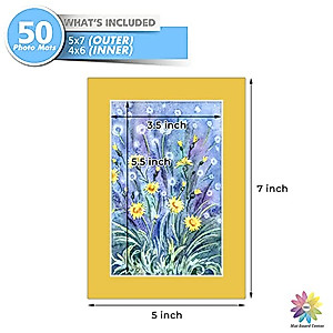 Mat Board Center, Bevel Cut, Acid Free, 4-ply Thickness, White Core Mats - for Pictures, Photos, Framing (Mixed, 5x7 Mats for 4x6 Pictures, 50-Packs)