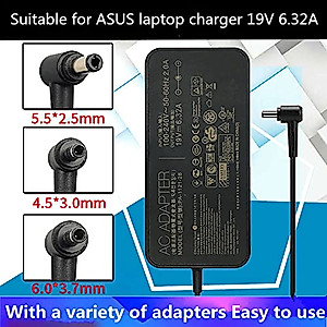 120W 19V 6.32A Power Adapter PA-1121-28 A15-120P1A AC Power Charger Compatible Asus ROG GL502VT GL502V GL502 GL502VT-DS71 N750 N500 G50 N53S N55 Gaming Laptop