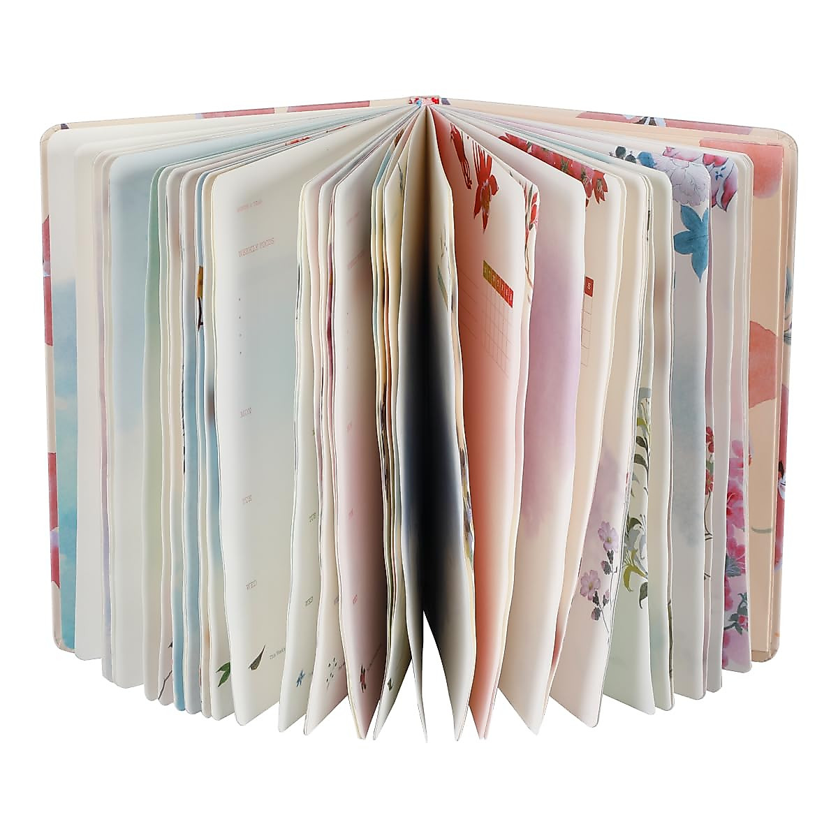 SIIXU Colorful Undated Daily Planner, Weekly & Monthly, Flower Theme Daily Organizer Journal Notebook, A5, 5.8"x8.5", 128 Pages