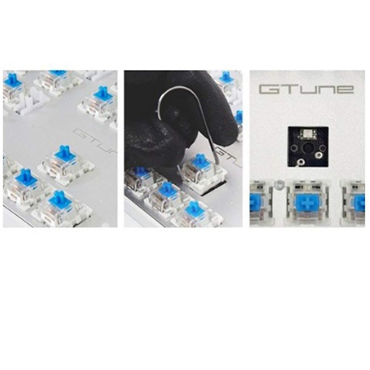 HANSUNG COM Gtune GK360 Quick SWAP Switch Mechanical Custom Gaming Keyboard Rainbow LED NKEY-Rollover (English/Korean Layout) Blue Switch Click (White)