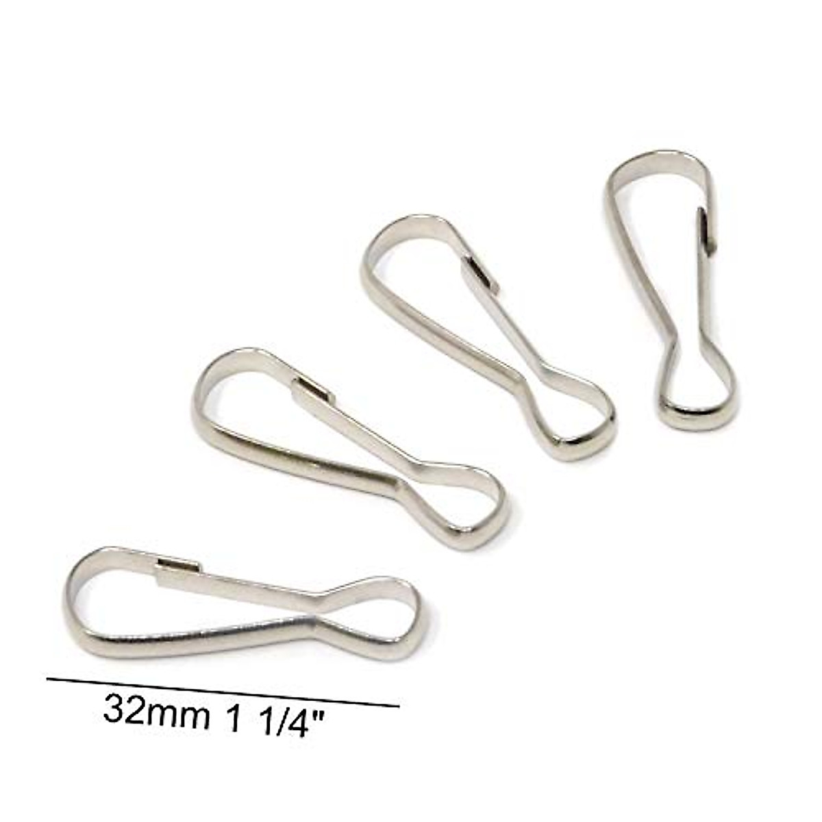Honbay 50PCS 32mm 1 1/4" Metal Spring Hooks Snap Clips for Lanyard, Zipper Pull, ID Card, Key Chain, Plant Hanger, etc (32mm)