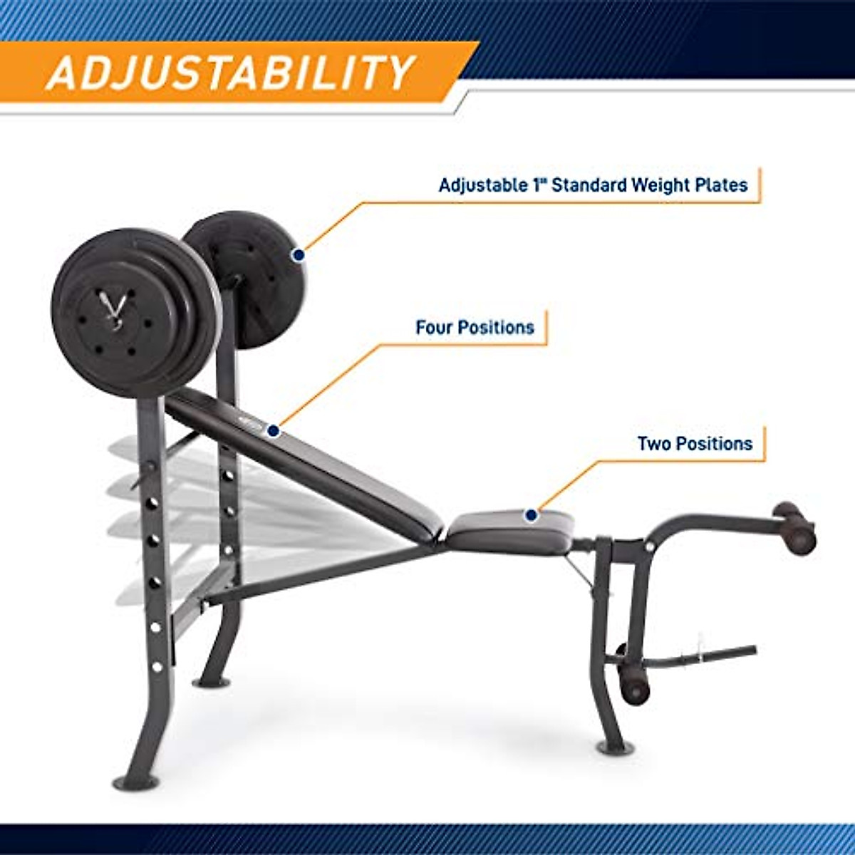 Marcy MD-2082W Diamond Elite MD Standard Bench with 100 lb. Weight Set