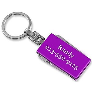 Gifts Infinity® Personalized 5 in 1 Multi-Function Pocket Knife Keychain - Free Laser Engraving (MT-1, Purple)
