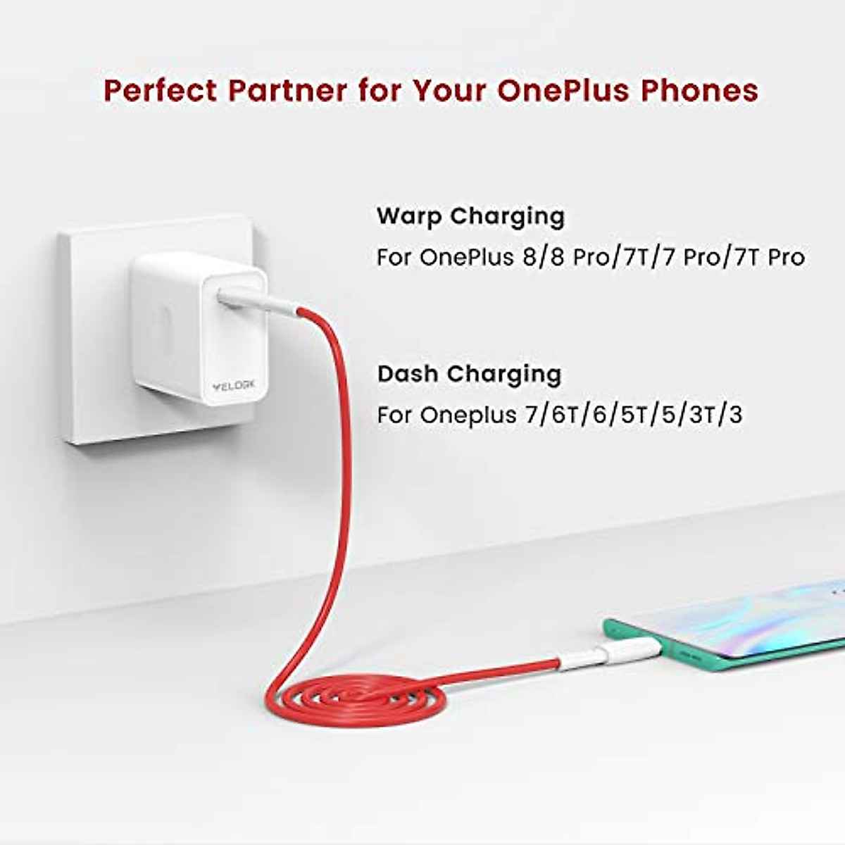 VELOGK Warp Charger Kit 30W [5V/6A] for Oneplus 8/8 Pro/7 Pro/7T/7T Pro/7/6T/6/5T/5/3T/3/Nord N10 5G, Fast Warp/Dash Car Charger Adapter+Wall Charger+2xType C Warp Charge Cables(3.3ft)