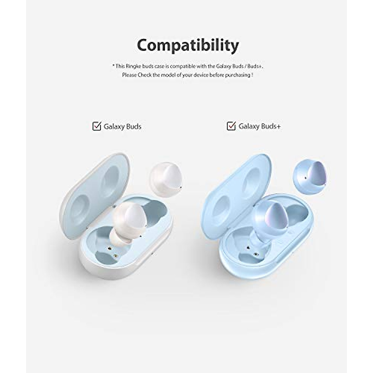 Ringke Case Designed for Galaxy Buds Plus (2020) and Galaxy Buds (2019) Hard PC Case Cover Accessory Upgraded Version with Carabiner - Glossy Red