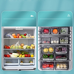 Fridge Drawers, Refrigerator Organizer Bins with Pull-Out Drawer, Stackable Refrigerator Drawers Set for Save Vertical Space, Clear Fridge Drawer for Storage Clear for Food, Drinks, Vegetable(S)