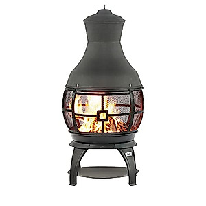 BALI OUTDOORS Fire Pit Round FirePits Outdoor Wood Burning Chimenea Outdoor Fireplace