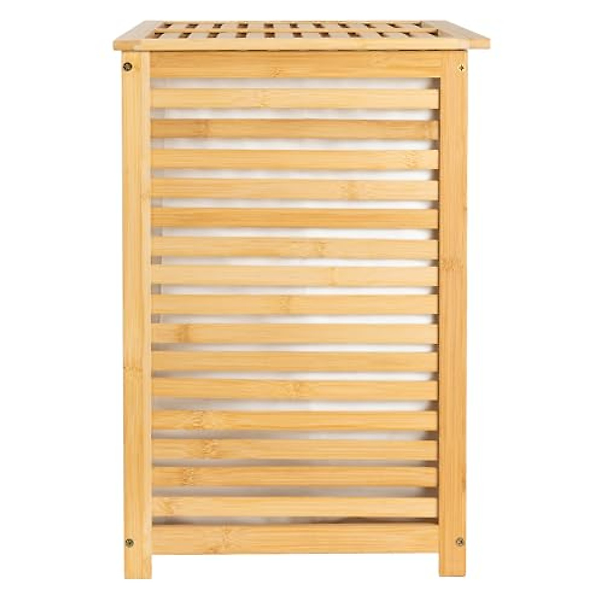 Household Essentials Bamboo and Cotton Double Laundry Sorter with Lid and Removable Cotton Bags, Natural