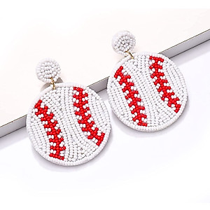 Beaded Baseball Earrings Sports Earrings Baseball Dangle Earrings Statement Sports Game Team Jewelry Gifts