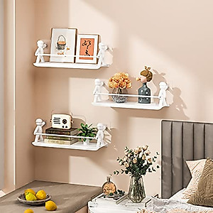 coorack Floating Shelves Wall Mounted Set of 2, COORACK Modern Villain Metal Hanging Floating Wall Shelves, No Drilling 13D x 42W x 14H cm